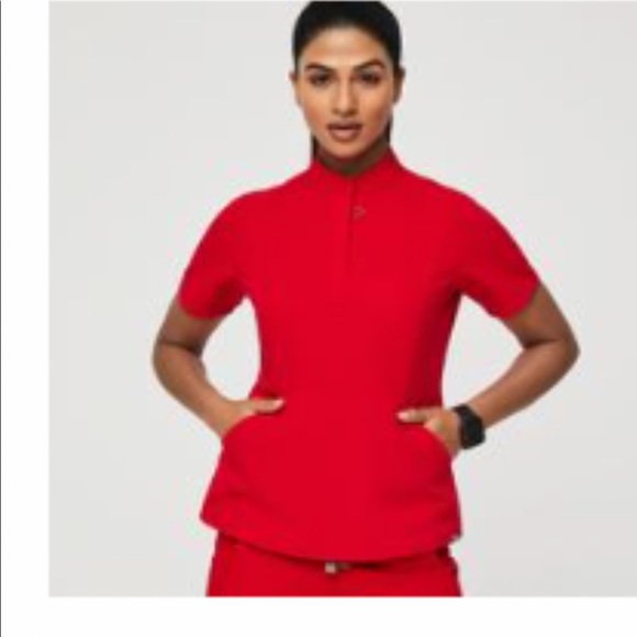 Figs | Tops | Figs Pop Red Insiza Scrub Top In Xs | Poshmark